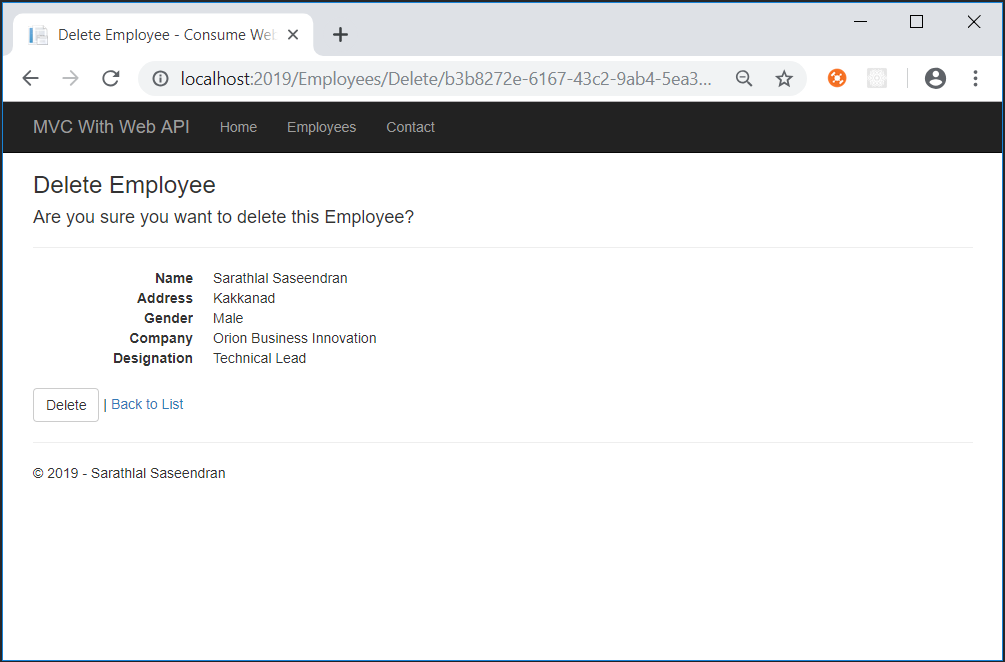 Consume Web API In ASP.NET MVC With CRUD Actions