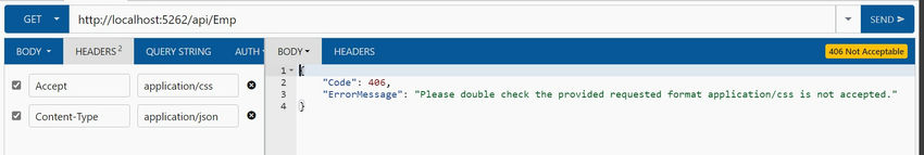 Content Negotiation Customize 406 Status Code in .NET Core Web API