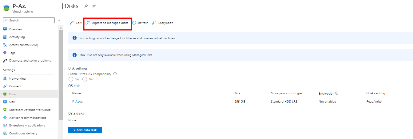 Convert Disks To Managed Disks in Azure