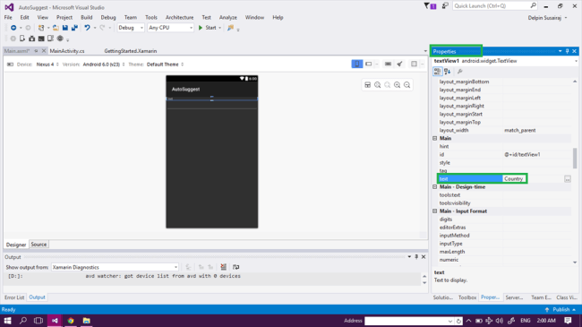 Create An Auto Suggest Box In Xamarin Android App Using Visual Studio 2015 Update 3