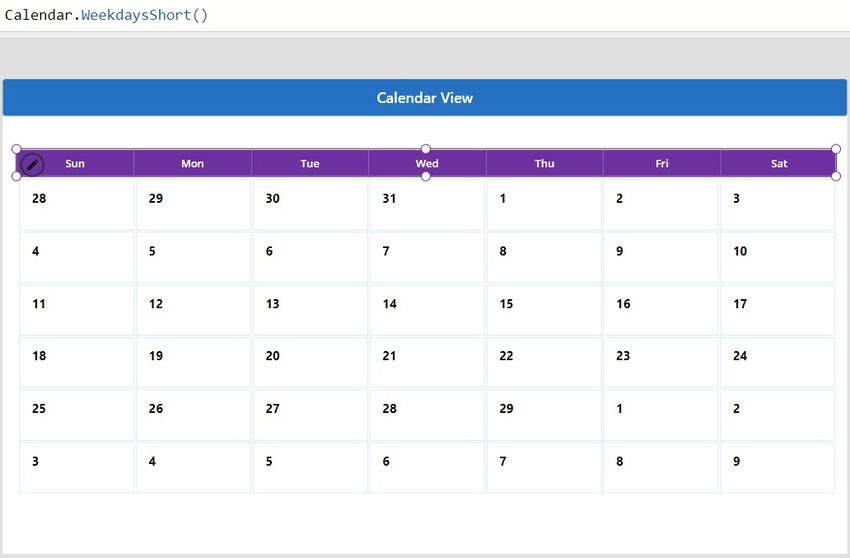 Create a Calendar in PowerApps