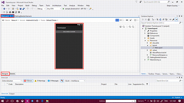 Create A Frame Layout In Xamarin Android App Using Visual Studio 2015