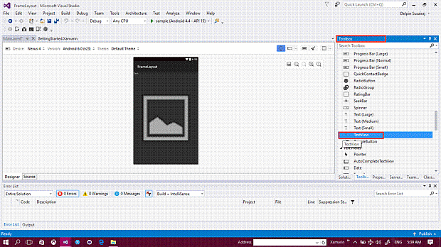 Create A Frame Layout In Xamarin Android App Using Visual Studio 2015