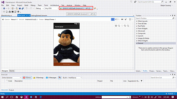 Create A Frame Layout In Xamarin Android App Using Visual Studio 2015