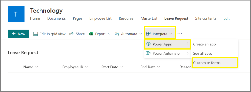 Create A Simple PowerApps Customized Form