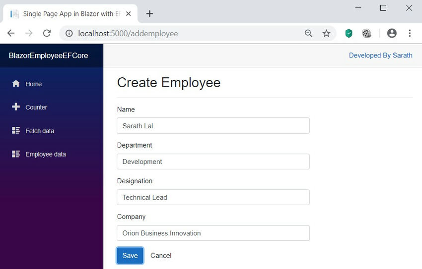 Create A Single Page App With Blazor Server And Entity Framework Core 30