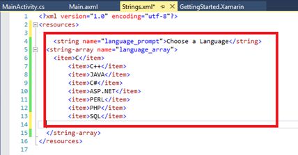 Create A Spinner In Xamarin Android Application Using Visual Studio 2015 Update 3