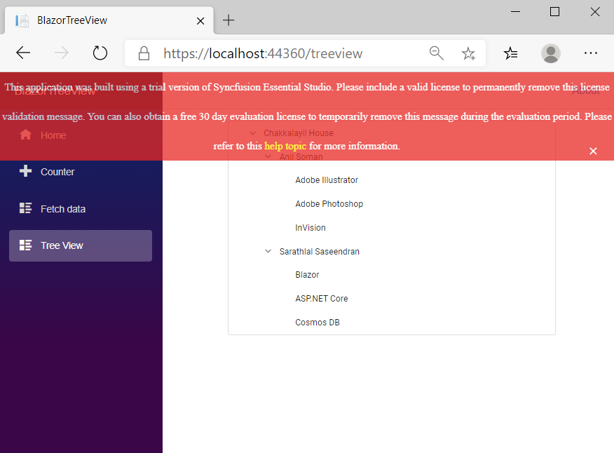 Create a Tree View in Blazor with SyncFusion component