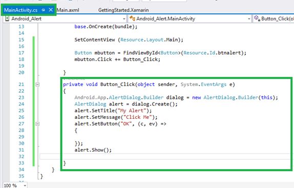 Create An Alert Window In Xamarin Android App Using Visual Studio 2015