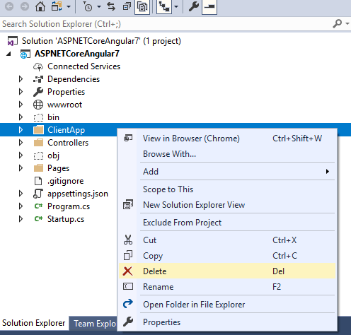 Create an Angular 7 App with ASP.NET Core 2.1