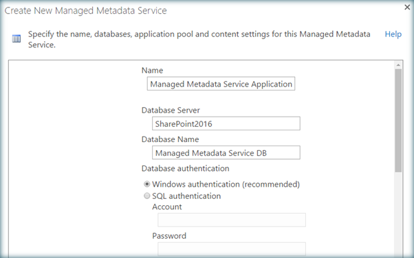 Create And Configure Managed Metadata Service Application In SharePoint 2016
