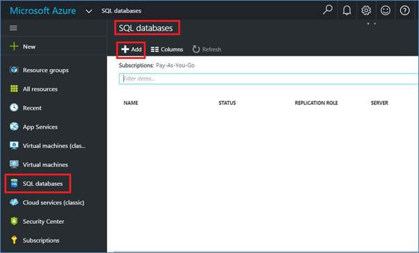 Create And Setup A SQL Database Using Azure Cloud