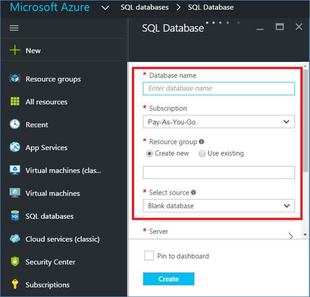 Create And Setup A SQL Database Using Azure Cloud