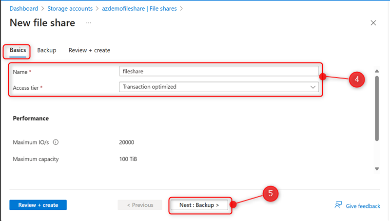 Create Azure File Share Using Azure Portal Create Azure File Share Using Azure Portal