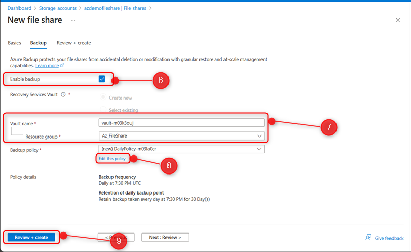 Create Azure File Share Using Azure Portal