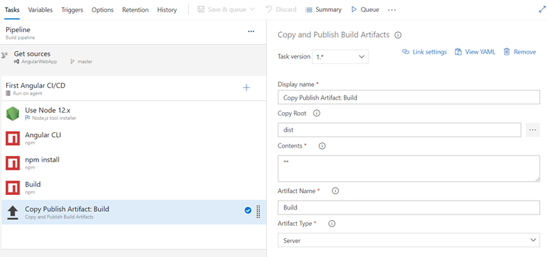 Create Build Pipeline For Angular App And Download Artifacts Using ...
