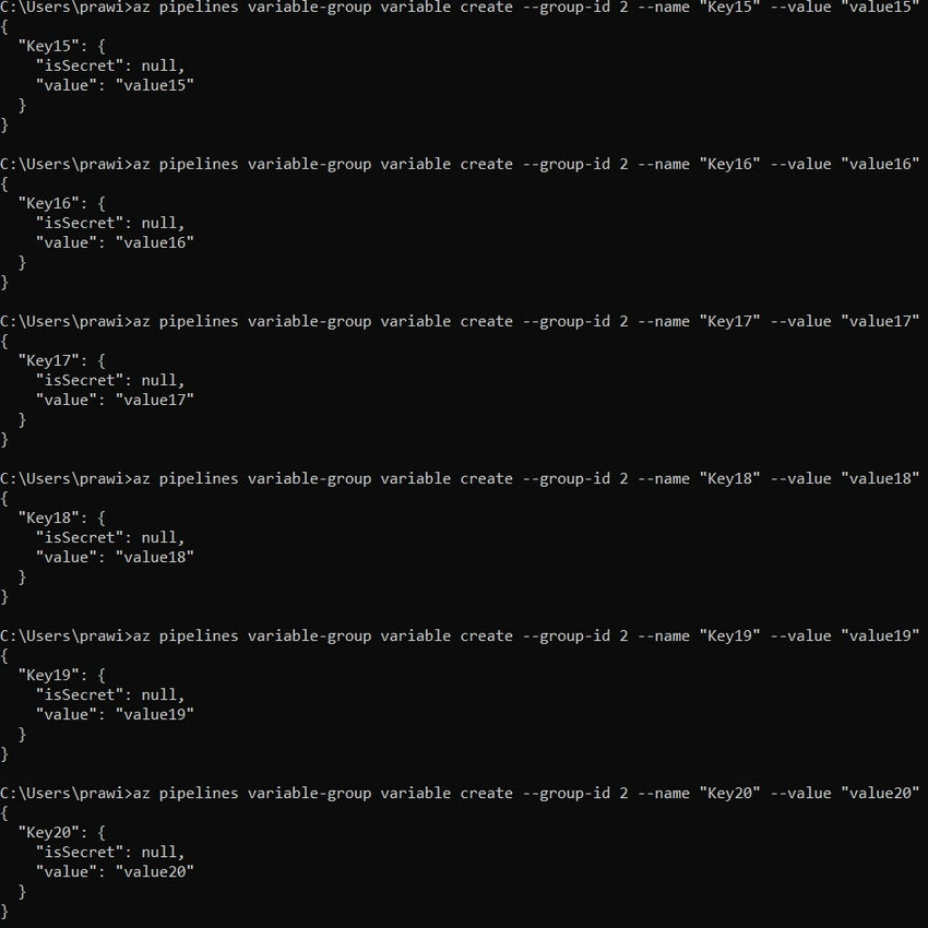 Create Bulk Variables in Azure DevOps Variable Groups with CLI