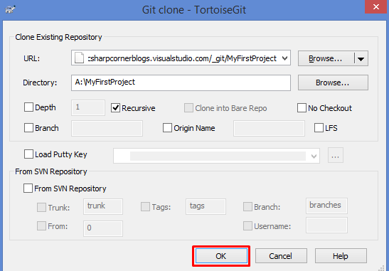 Create First Project In Vsts And Clone It Using Tortoise Git