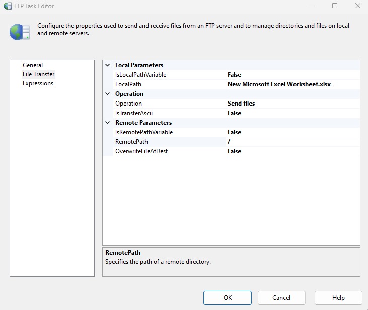 Create FTP Task in SQL Server Integration Services