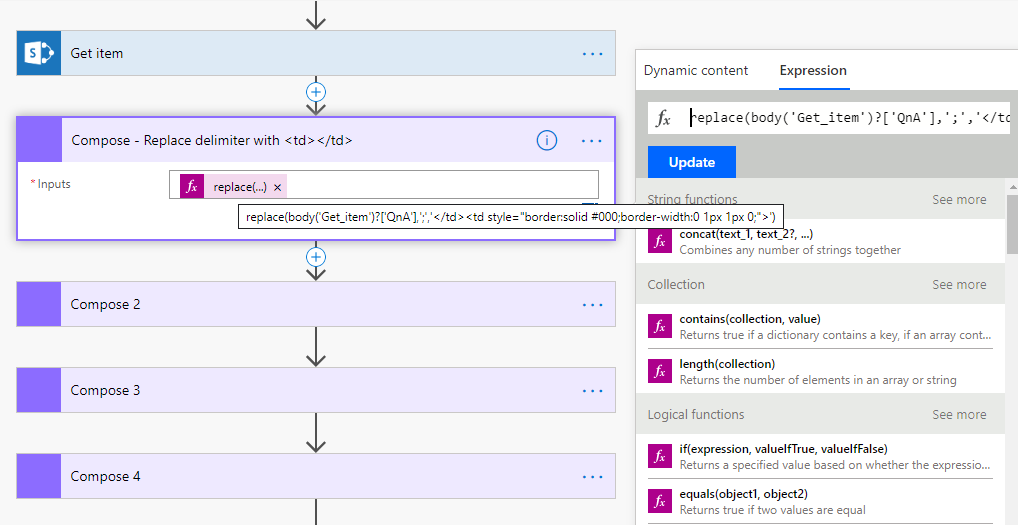 Create HTML Table From Delimited String In Microsoft FLOW