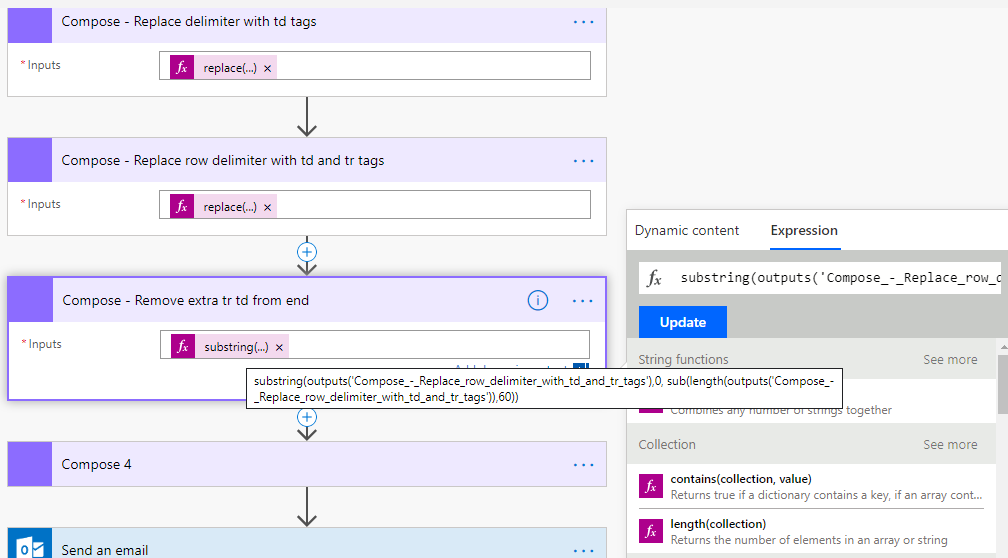 Create HTML Table From Delimited String In Microsoft FLOW