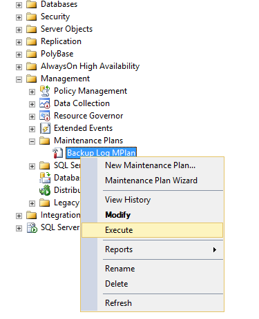 Create Log Backup Maintenance Plan In SQL Server 2016