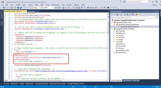 Create Office Web Add-In Project Using Visual Studio