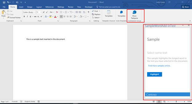 Create Office Web Add-In Project Using Visual Studio
