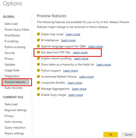 Create Power BI Report Using PDF Data Source