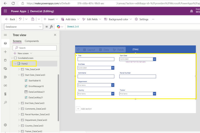 Create Scrollable Screen in PowerApps