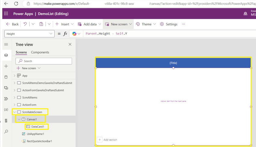 Create Scrollable Screen in PowerApps