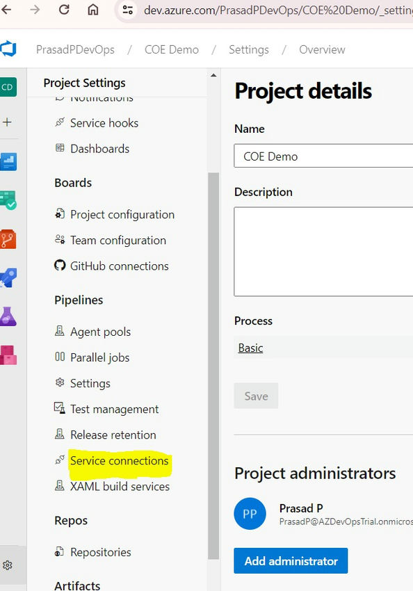 Create Service Connections in Azure DevOps
