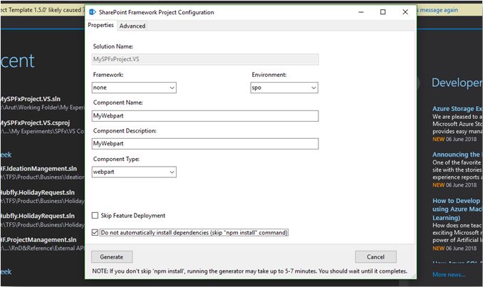 Create SPFx Web Parts Or Extensions Using Visual Studio 2017