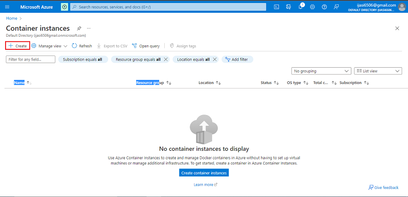 Create The Container Instances In Azure Portal Create The Container Instances In Azure Portal