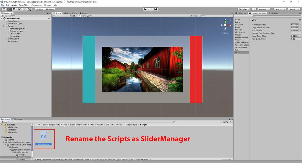 Create a Slider Show Screen Space On Button Click Using C# Script In Untiy