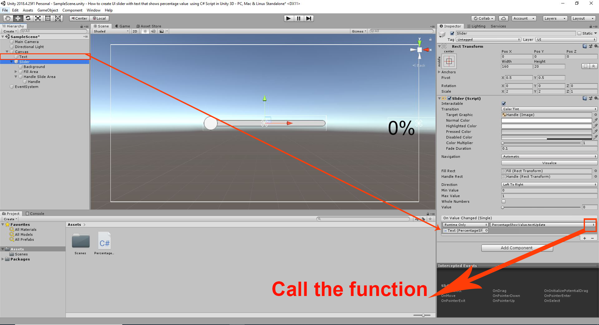 Create UI Slider With Text That Shows Percentage Value Using C# Script ...