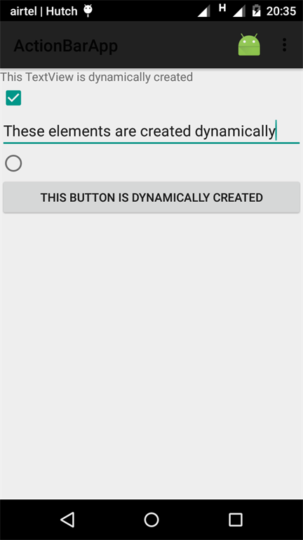 Create User Interface Programmatically In Android Applications