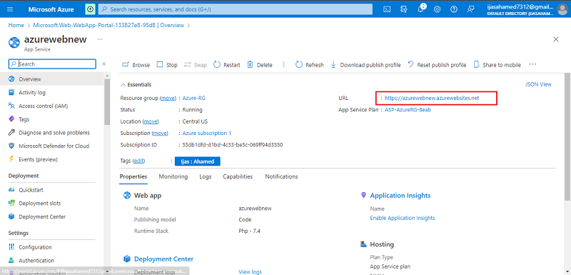 Create Web App In Azure Portal