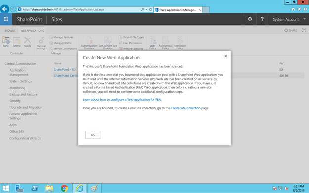 Create Web Application In Sharepoint Server 2016
