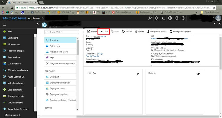 Create, Clone, Browse, Restart, Stop And Delete Web App In Azure