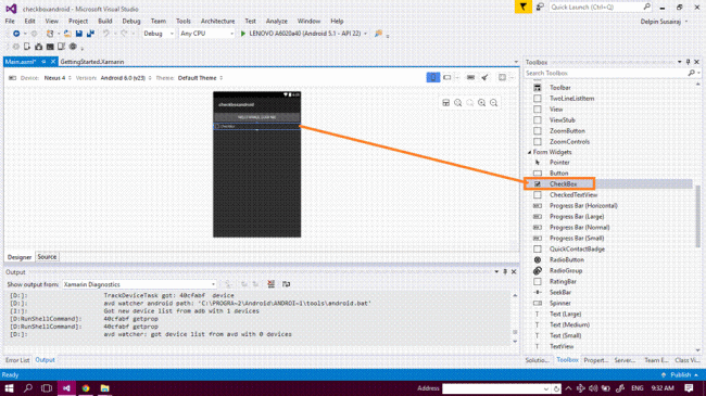 Creating A Checkbox Control In Xamarin Android App Using Vs 2015 Update 6183