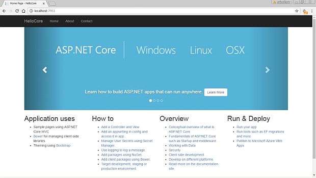 Creating A New .NET Core Web Application Using Visual Studio 2015