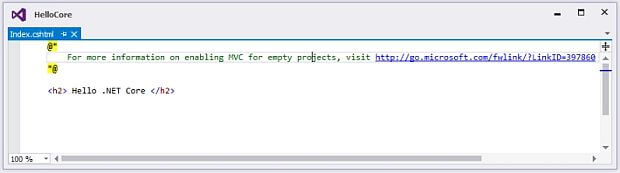 Creating A New .NET Core Web Application Using Visual Studio 2015