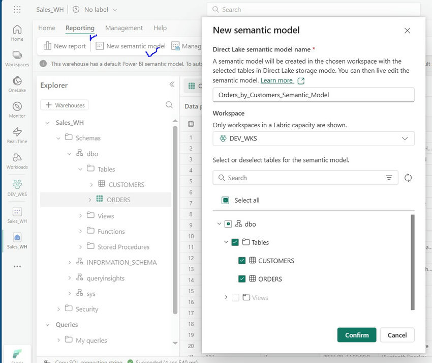 Creating a Semantic Model in Microsoft Fabric Warehouse