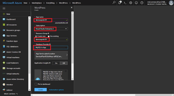 Creating A WordPress Web App On Azure