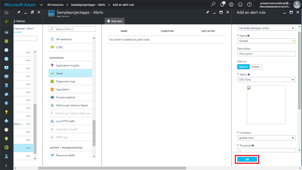 Creating Alerts For Azure Web Services