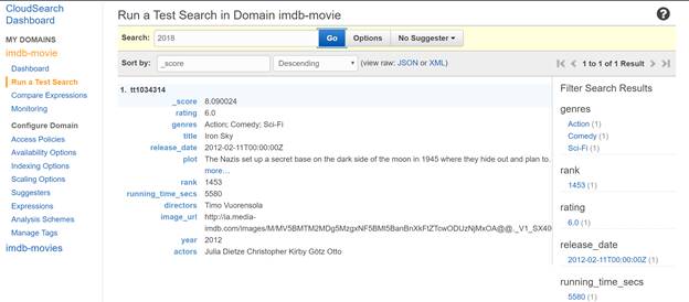 Creating AWS Cloud Search Service