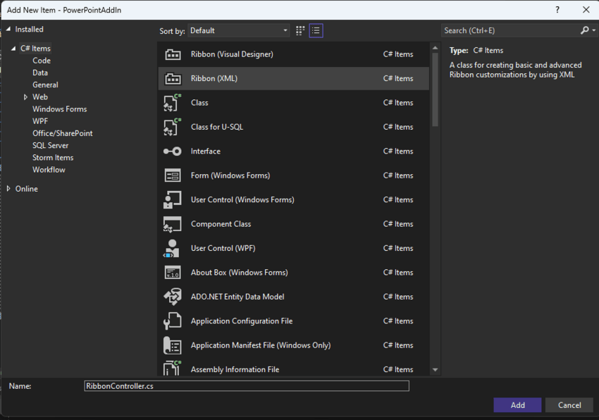 Creating PowerPoint Add-in using VSTO