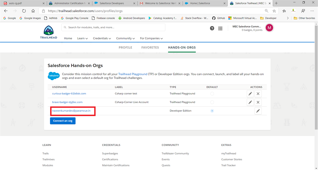 Creating Salesforce Developer Edition Account And Connect With