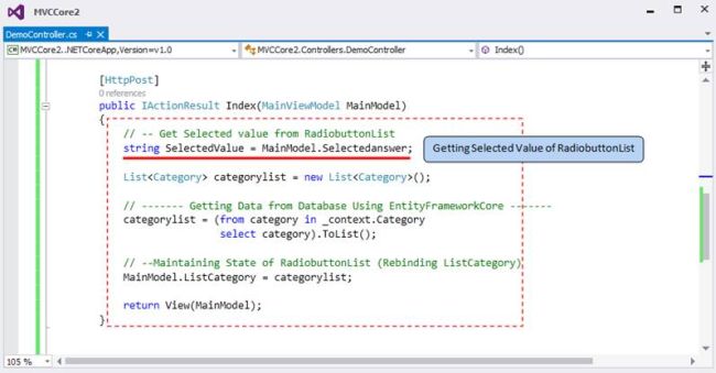 Creating Simple RadiobuttonList In ASP.NET Core MVC Using New Tag Helpers
